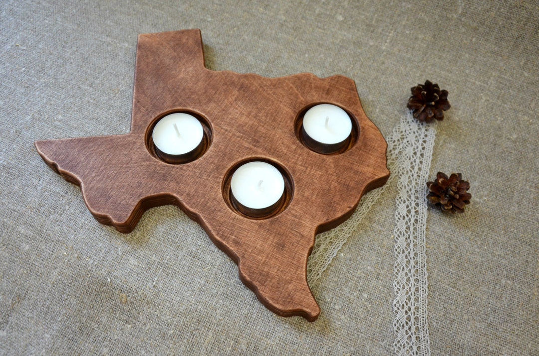 Wood Candle Holder in a Shape of State Texas Candle Holder Patriotic ...