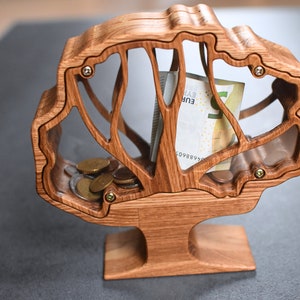 Oak Wood Tree Piggy Bank Personalized Coin Bank in Shape of Oak Tree ...