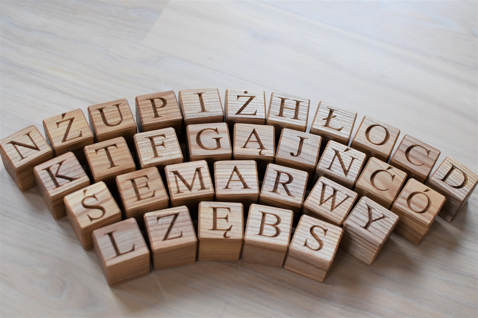32 Polish Wood Alphabet Blocks ABC Wood Letter Blocks Learning - Etsy