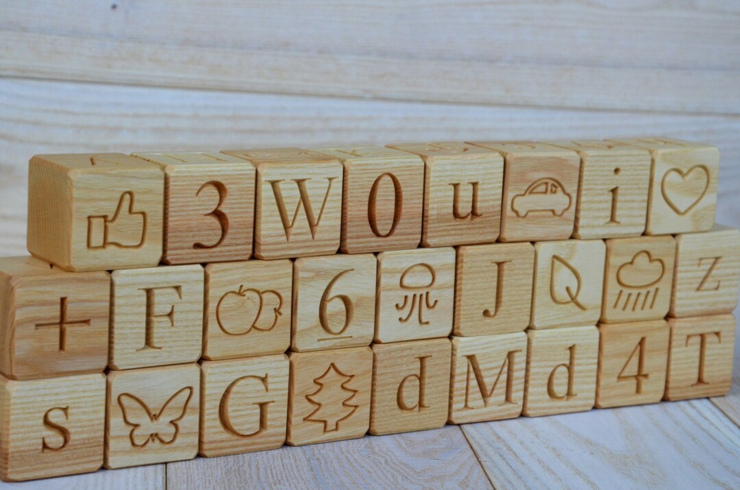 All in 1! 26 Wood English Alphabet Blocks ABC Wood Blocks Christmas ...