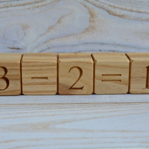 1.6'' Handmade Wooden Math Blocks, Baby Shower Gift, Educational Number ...