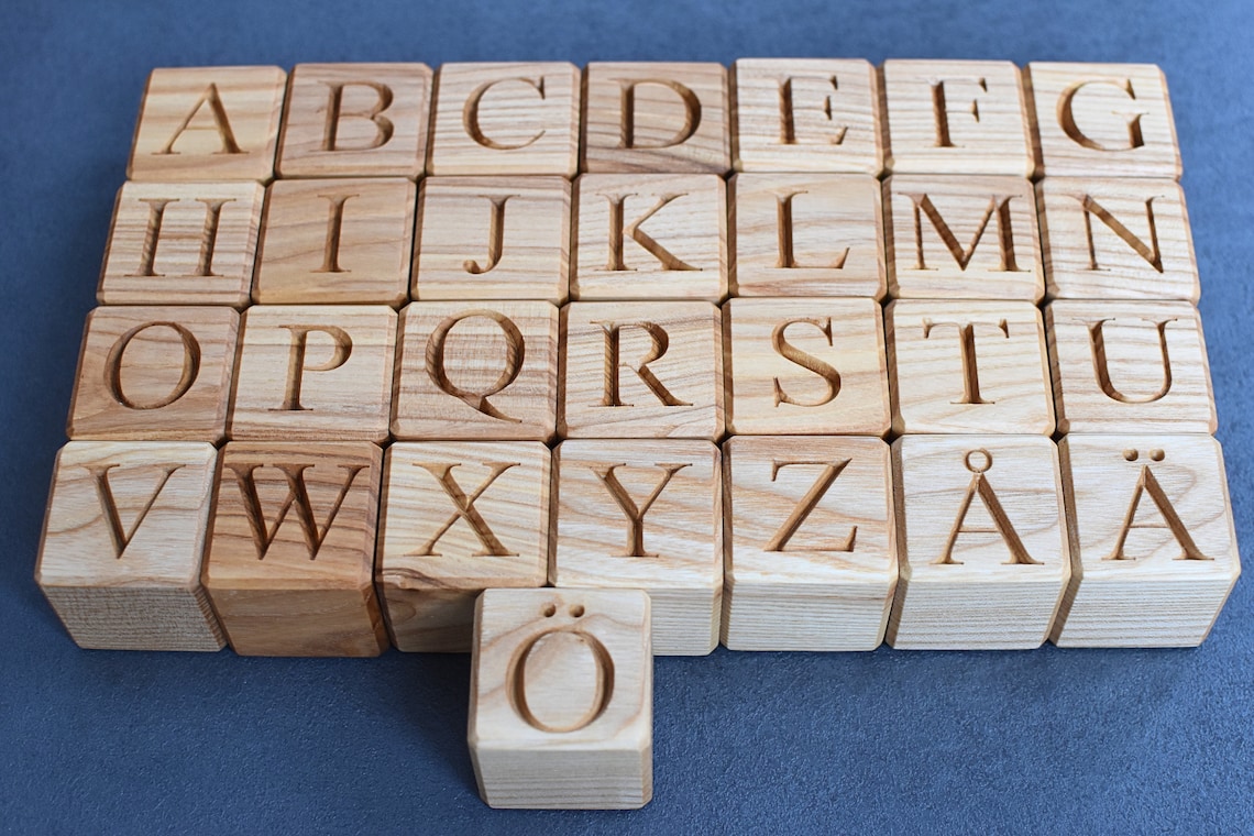 29 Swedish Finnish Alphabet Wooden Blocks, Handmade ABC Letter Blocks ...