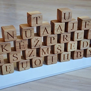 32 Lithuanian Wood Alphabet Blocks ABC Wood Letter Blocks Learning Wood ...
