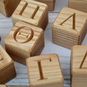 24 Greek Alphabet Letter Wood Blocks, Handmade ABC Blocks, Wood Letter ...