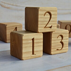 26 Wood English Alphabet Blocks and 10 Numbered Wooden Blocks 0-9, ABC ...