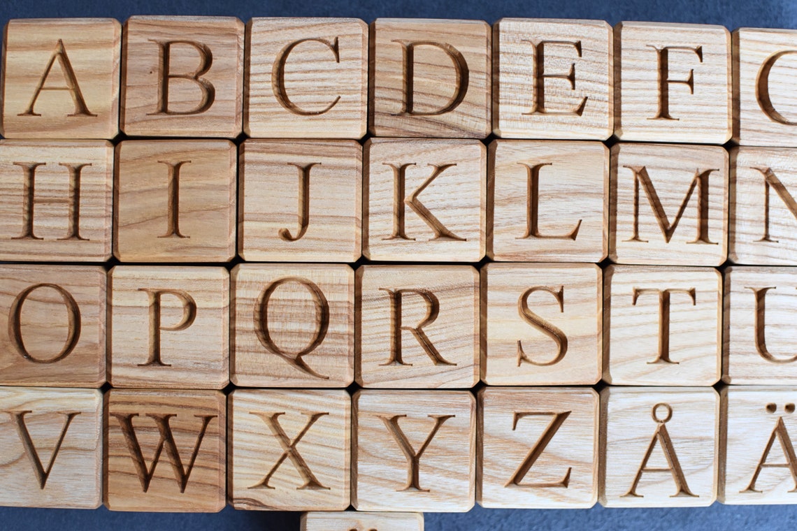 29 Swedish Finnish Alphabet Wooden Blocks, Handmade ABC Letter Blocks ...