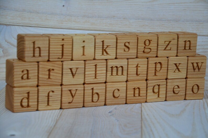 All in 1! 26 Wood English Alphabet Blocks ABC Wood Blocks Christmas ...