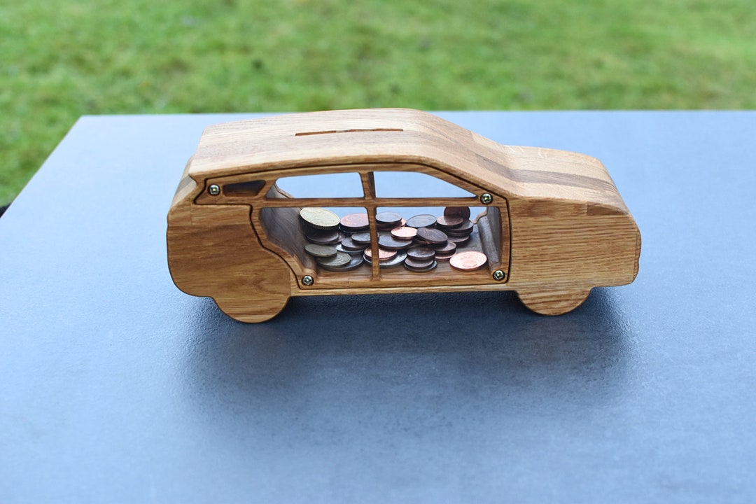 Oak Wood Car Piggy Bank Personalized Coin Bank in Shape of Oak Car Auto ...