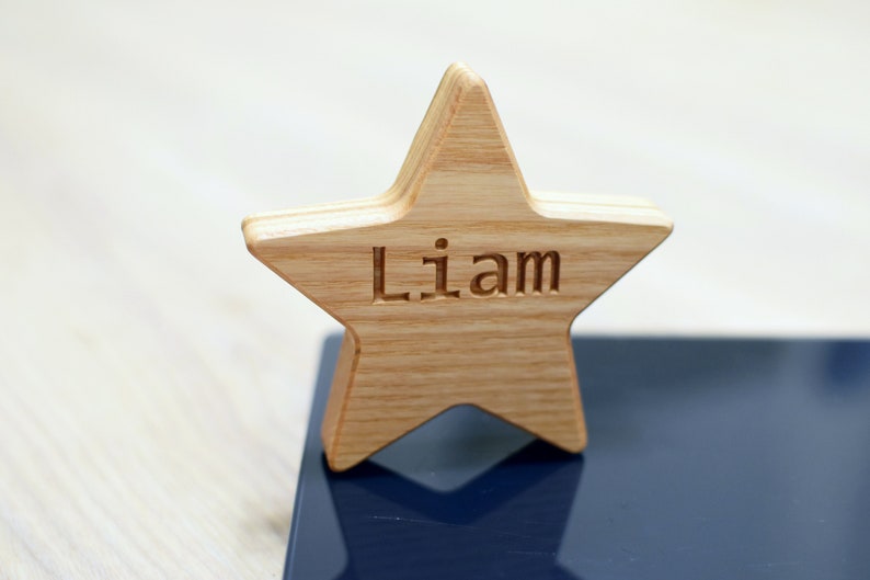 Personalized Wood Star Decor With Letter Engraved Christmas Ornament ...