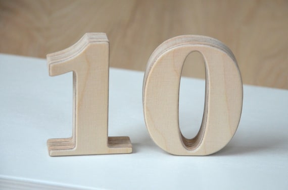 1-10 3'' Small Wooden Numbers Free Standing Wedding | Etsy