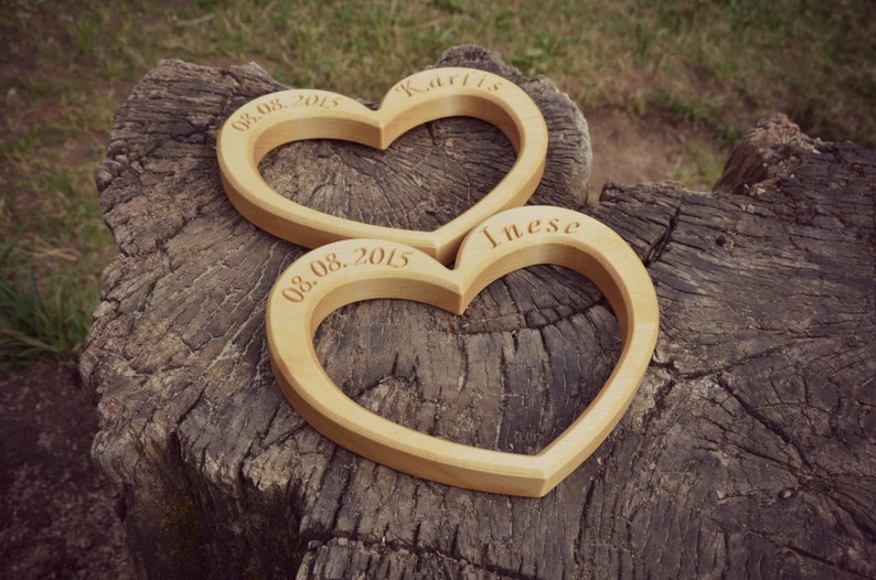 Personalized Engraved Wooden Heart, Custom Wood Wedding Gift, Wedding ...