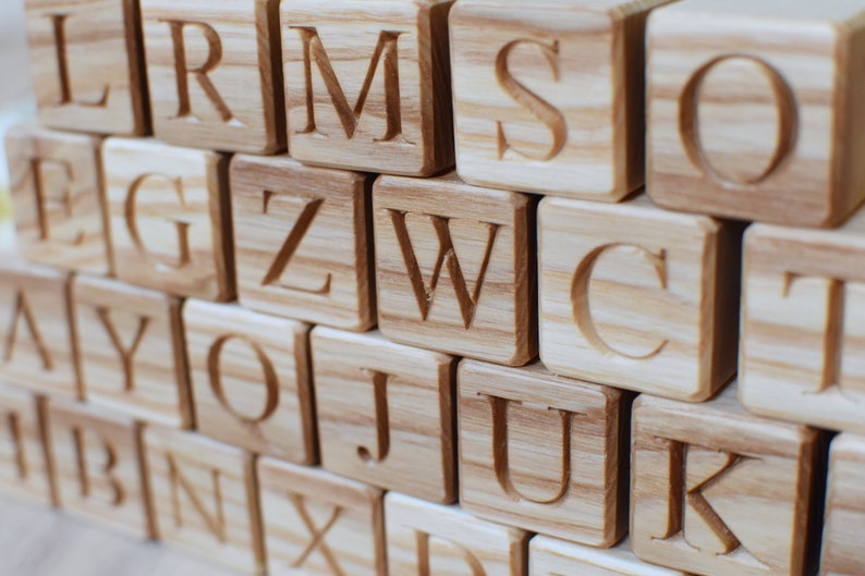 SMALL 26 Wooden English Alphabet Blocks ABC Wood Block - Etsy