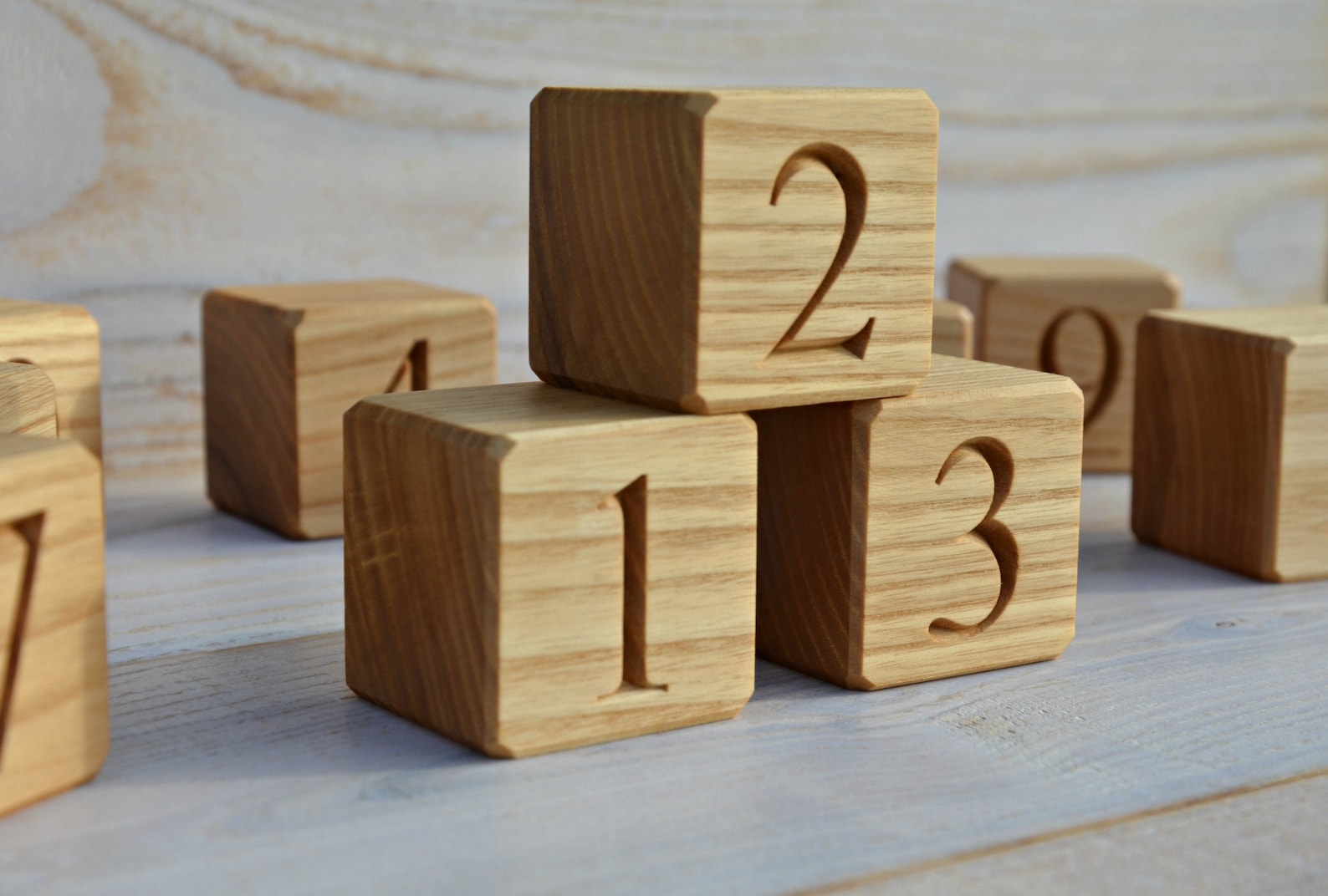1.6'' Wood Number Blocks 10 Natural Handmade Wooden - Etsy