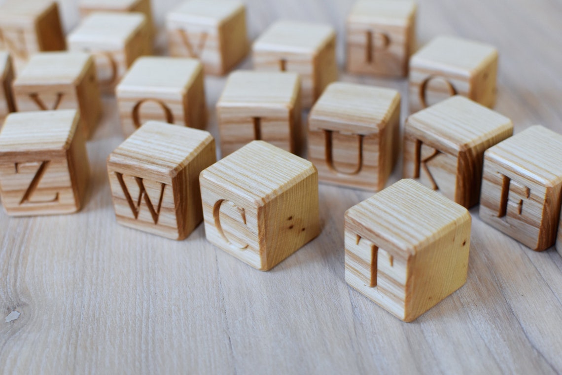 SMALL 26 Wooden English Alphabet Blocks ABC Wood Block - Etsy