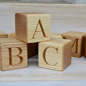 27 Spanish Alphabet Wooden Blocks, Handmade ABC Letter Blocks, Wood ...