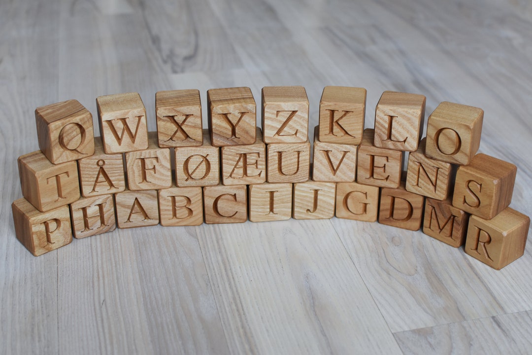 29 Danish and Norwegian Alphabet Wooden Blocks, Handmade ABC Letter ...