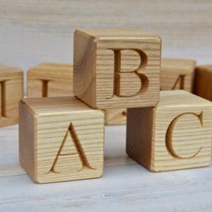 27 Spanish Alphabet Wooden Blocks, Handmade ABC Letter Blocks, Wood ...