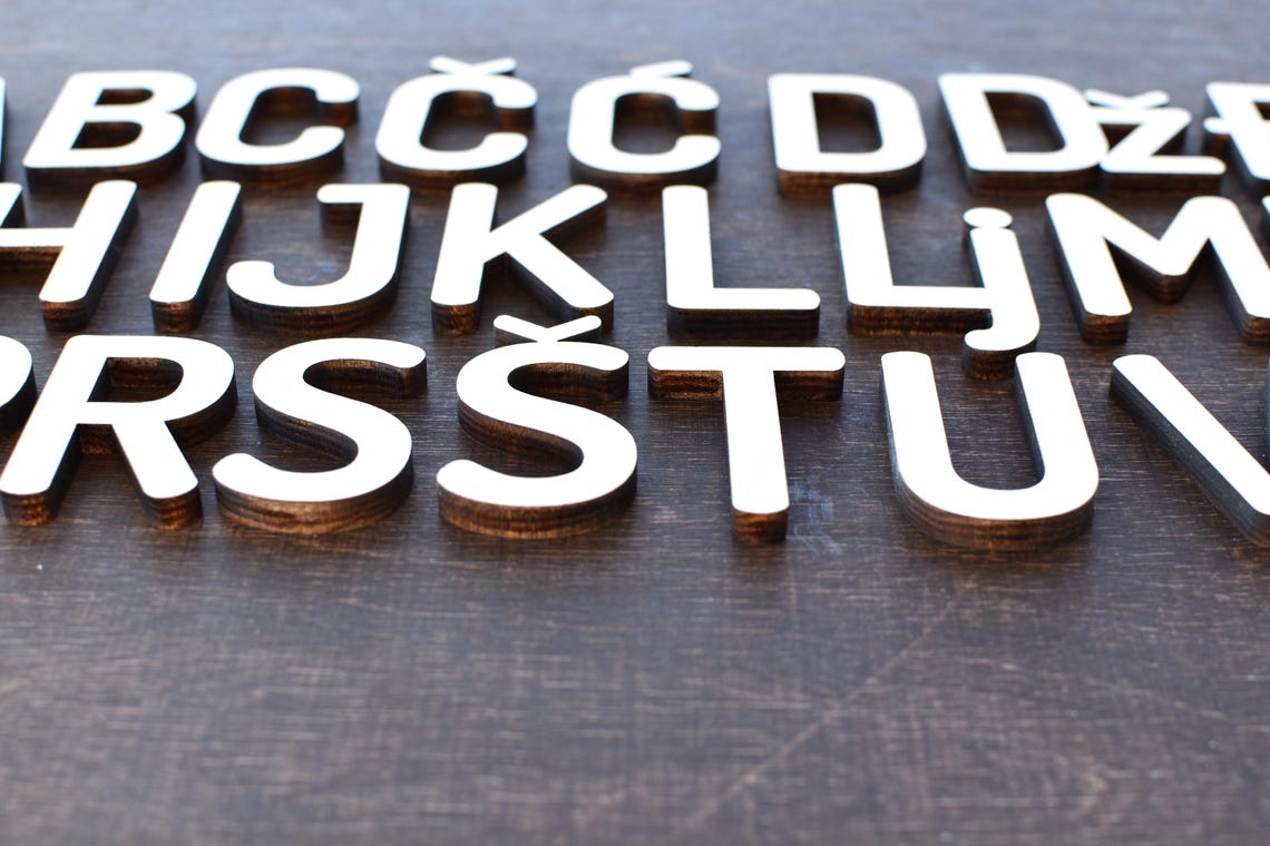 Wood Croatian Alphabet Letters Laser Cut ABC Croatian Uppercase Letters ...