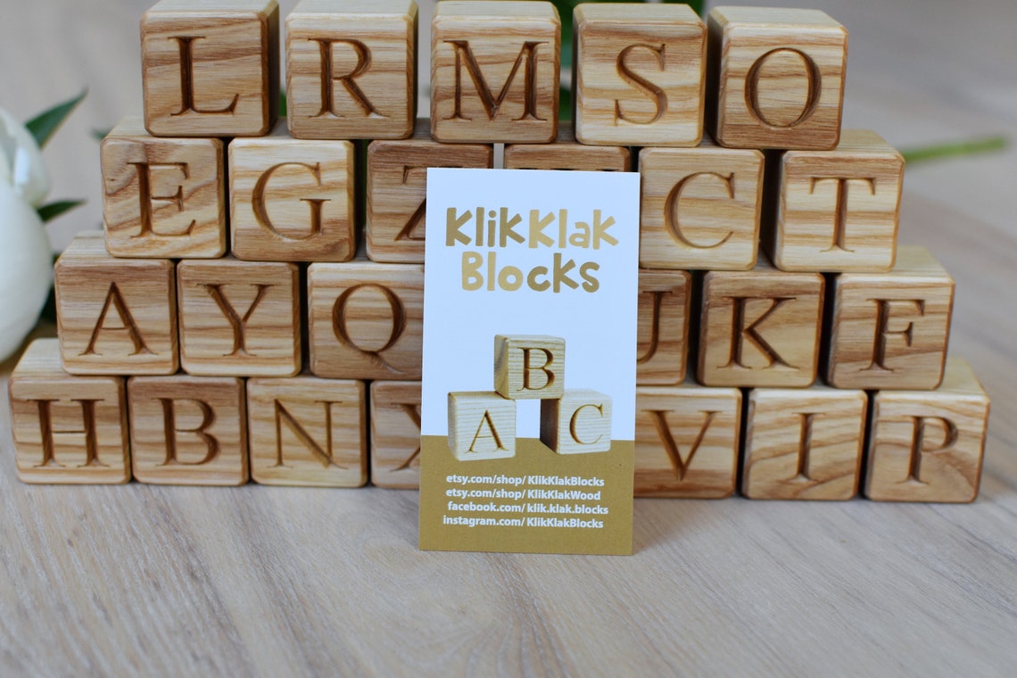 SMALL 26 Wooden English Alphabet Blocks ABC Wood Block - Etsy