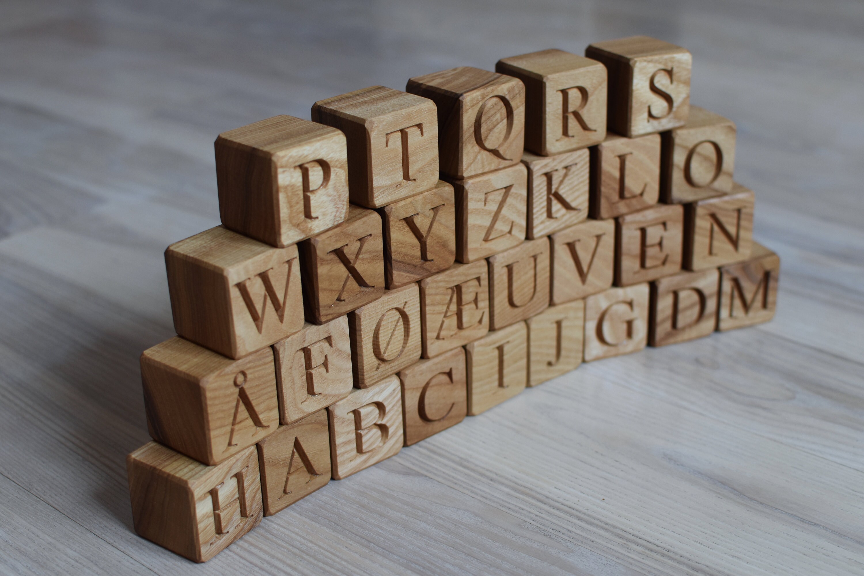 29 Danish and Norwegian Alphabet Wooden Blocks, Handmade ABC Letter ...