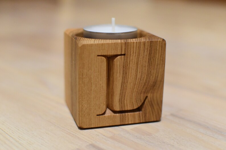 Personalized Wood Candle Holder Block Home Decor Tealight Rustic Candle ...