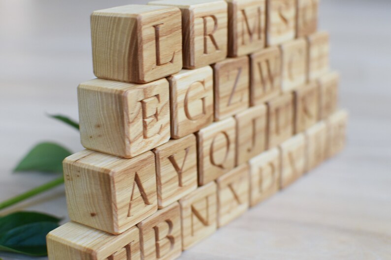 SMALL 26 Wooden English Alphabet Blocks ABC Wood Block - Etsy