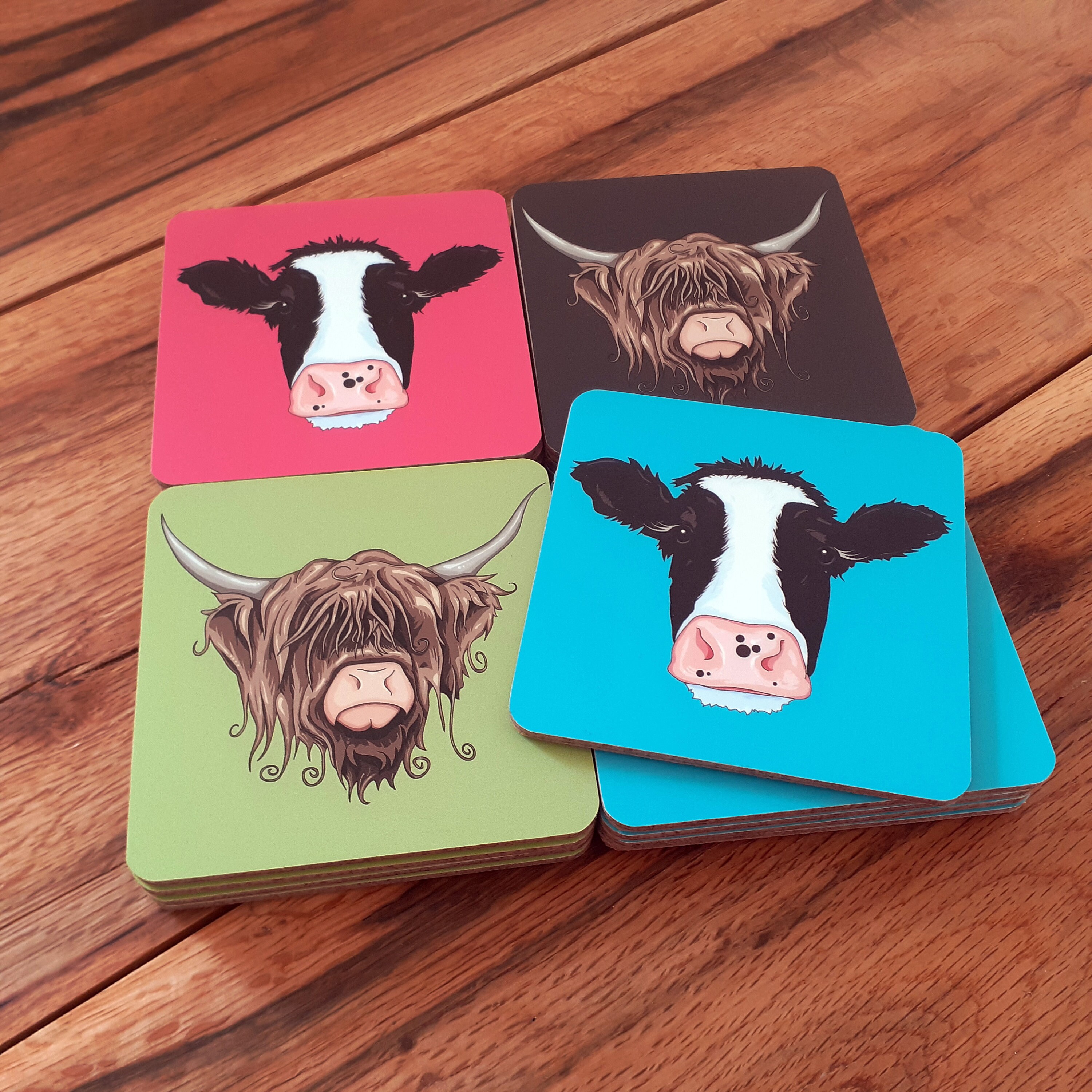 Cow Coasters Highland Cow Coaster Set or Individual Cow - Etsy UK