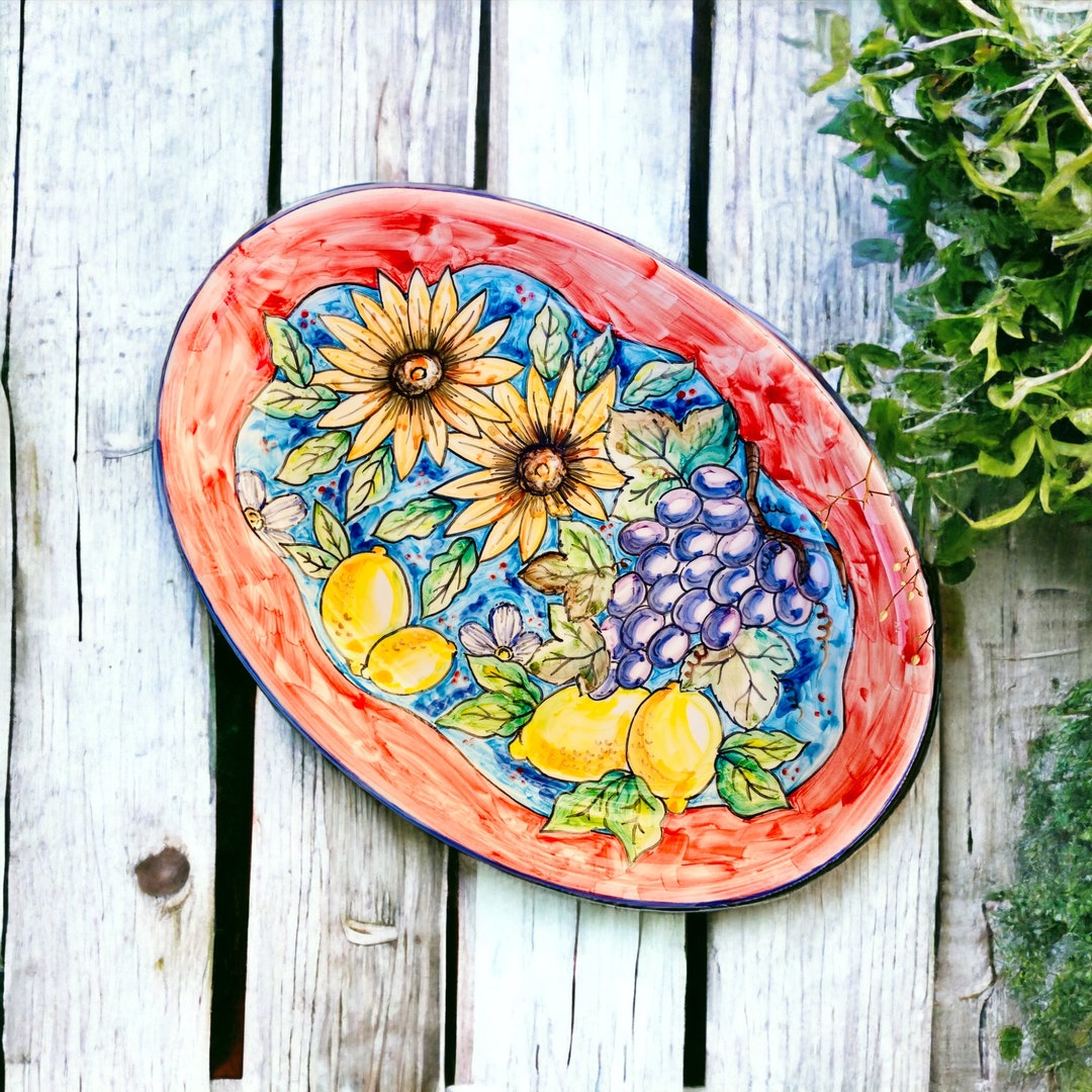 Italian Pottery Serving Platter, Tuscan Ceramic Tray, Handmade Art ...