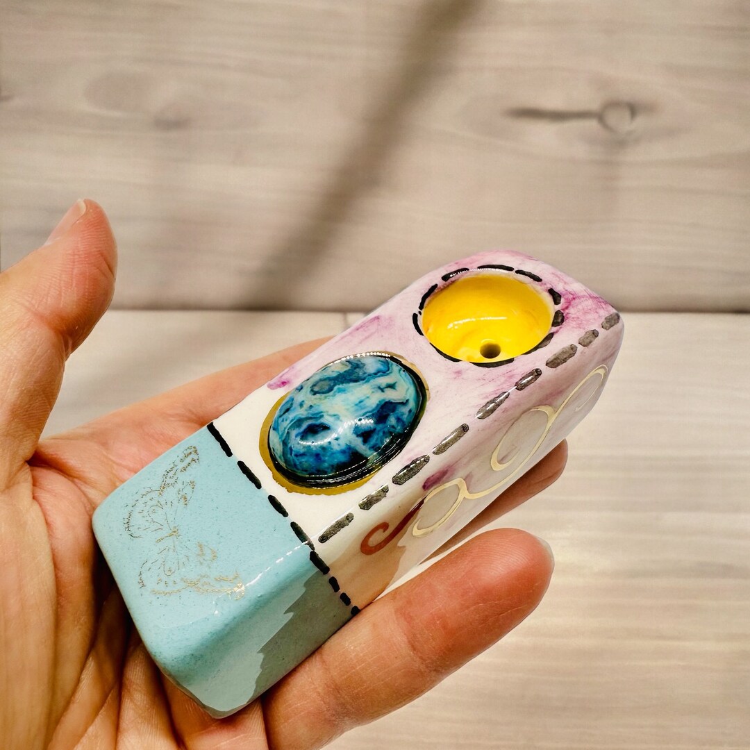 Crystal Smoking Pipe, Made in Italy, Smoking Bowl, Hand Pipe With Stone ...