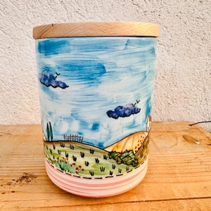 Coffee Jar With Tuscan Countryside, Coffee Canister Made in Italy, Hand ...