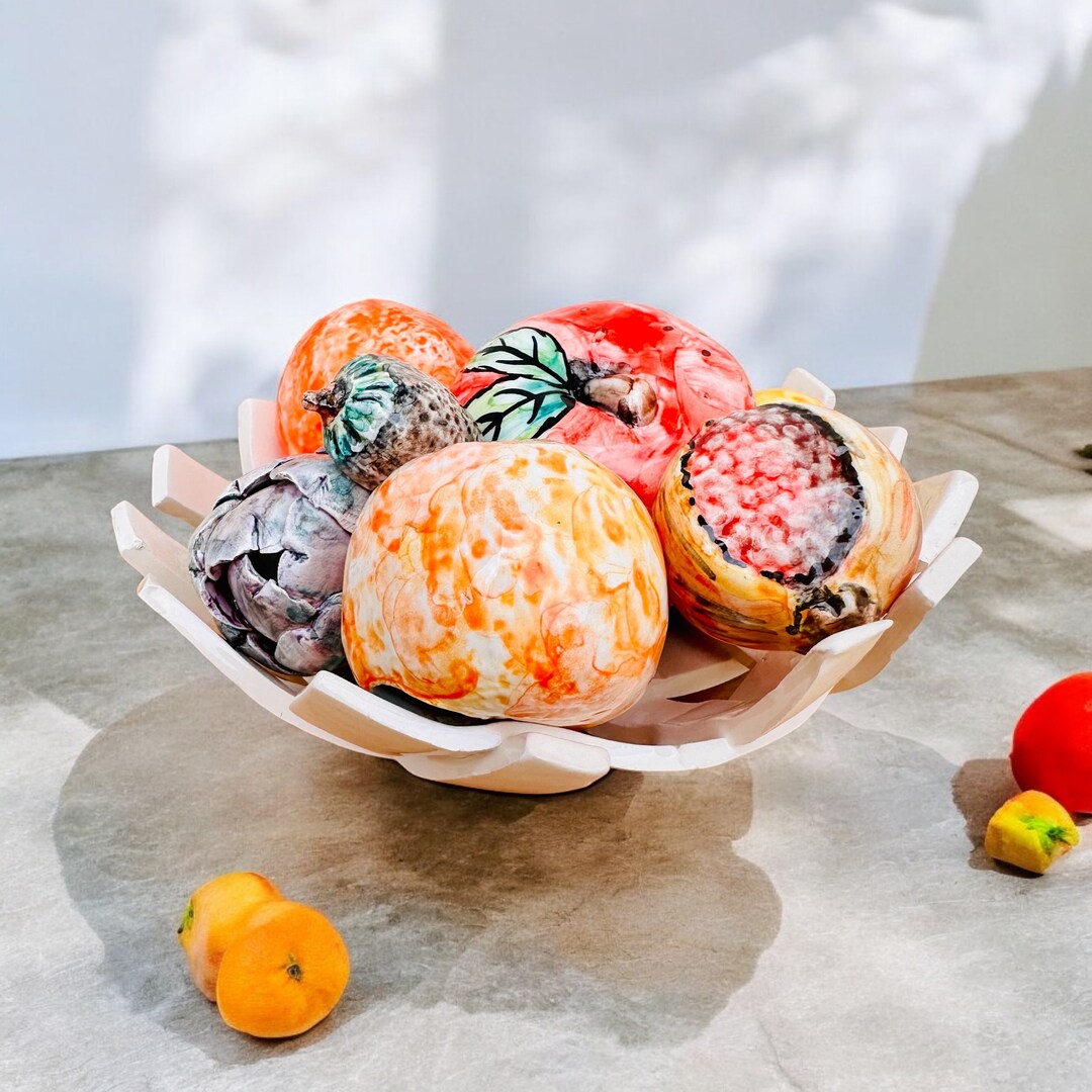 Fake Fruit, Artificial Fruit, Handmade Ceramics, Table Centerpiece ...