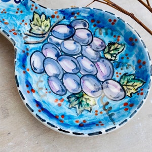 Italian Grape Spoon Rest, Ceramic Spoon Rest, Handmade Italian Pottery ...