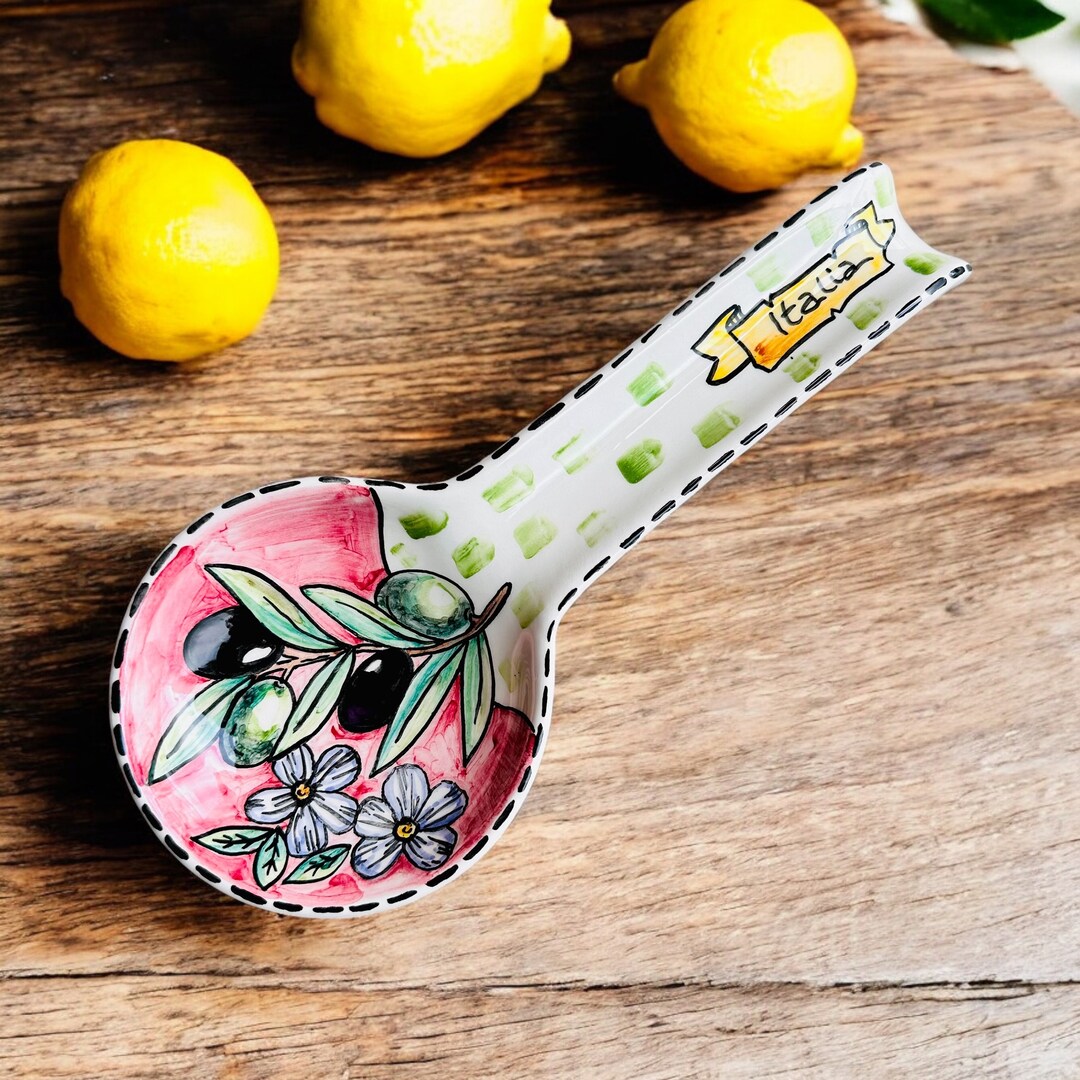 Spoon Holder, Olive Branch, Cooking Utensil Holder, Olive Design ...
