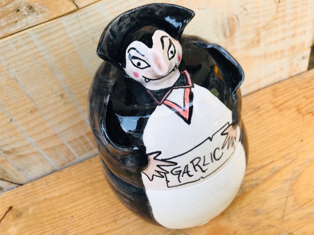 Dracula Garlic Holder, Vampire Garlic Jar, Handmade Ceramic Jar, Funny ...