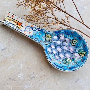 Italian Grape Spoon Rest, Ceramic Spoon Rest, Handmade Italian Pottery ...
