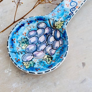 Italian Grape Spoon Rest, Ceramic Spoon Rest, Handmade Italian Pottery ...
