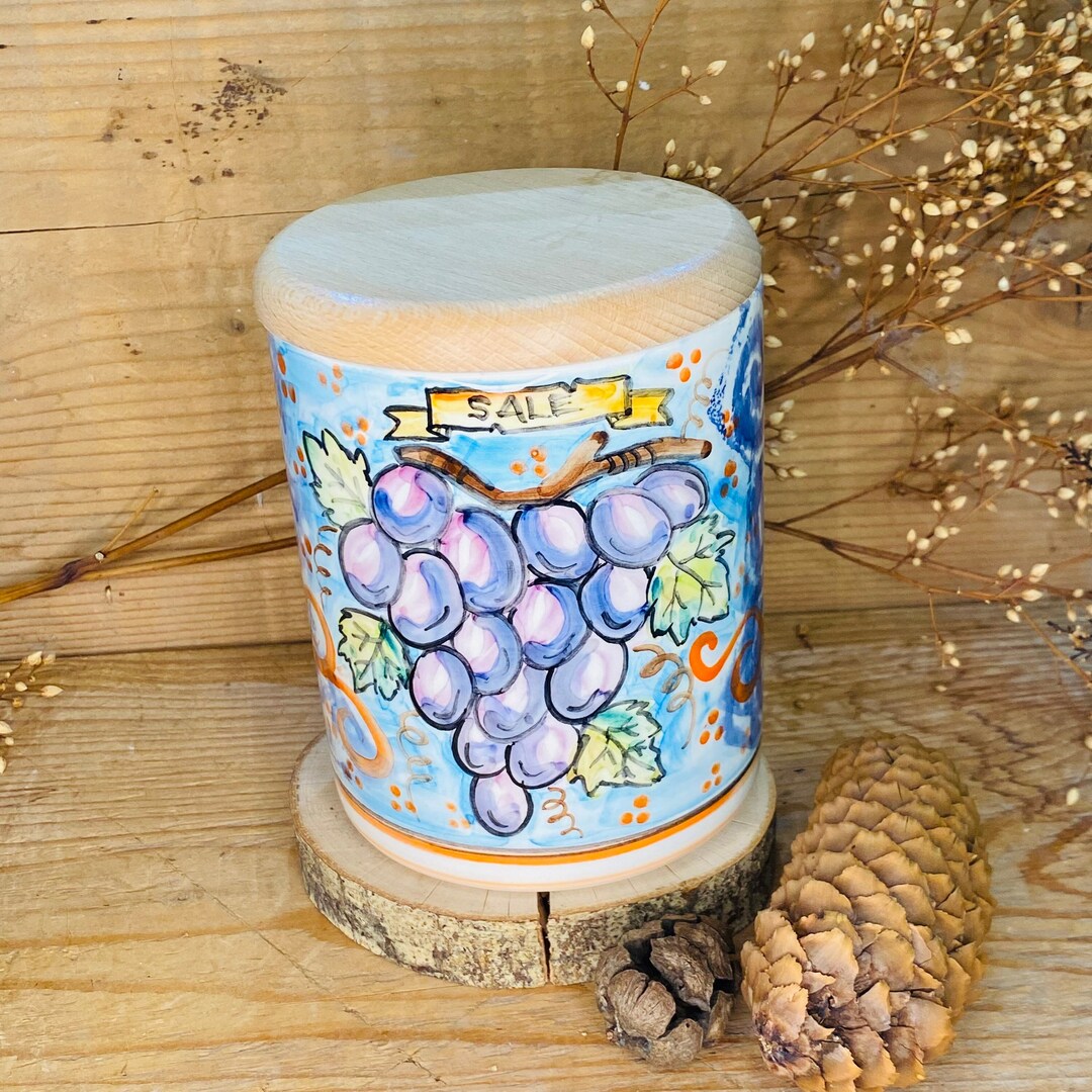 Kitchen Canister, Salt Pot, Grape Cluster, Made in Italy, Italy ...