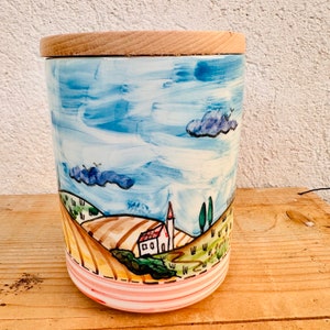 Coffee Jar With Tuscan Countryside, Coffee Canister Made in Italy, Hand ...