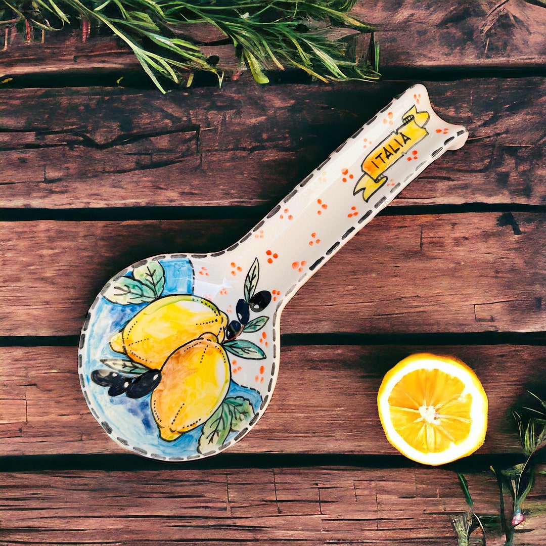 Cooking Utensil Holder, Amalfi Lemons, Spoon Holder, Lemon Kitchen ...
