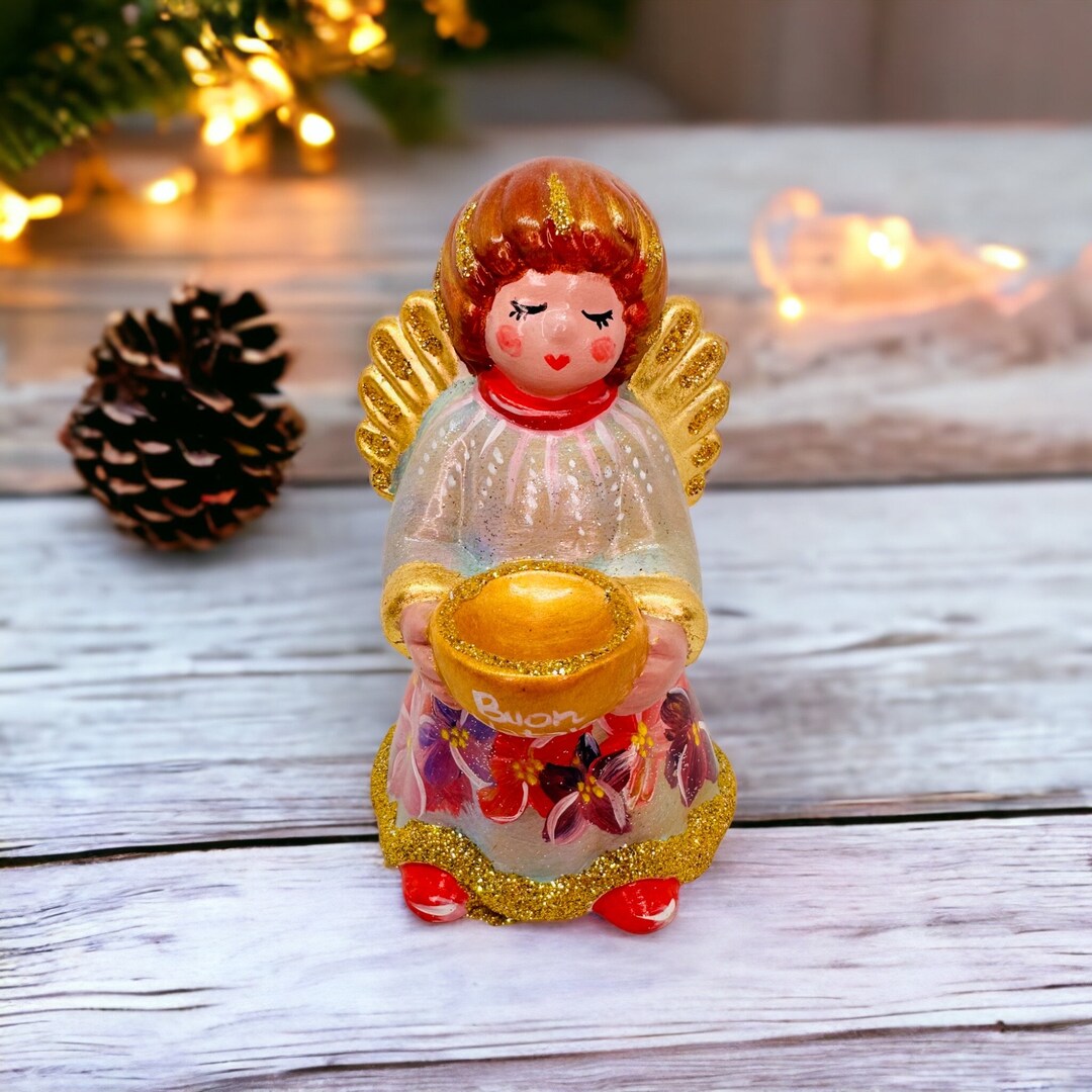 Colorful Pottery Angel Christmas Ceramic Figurine Handmade - Etsy