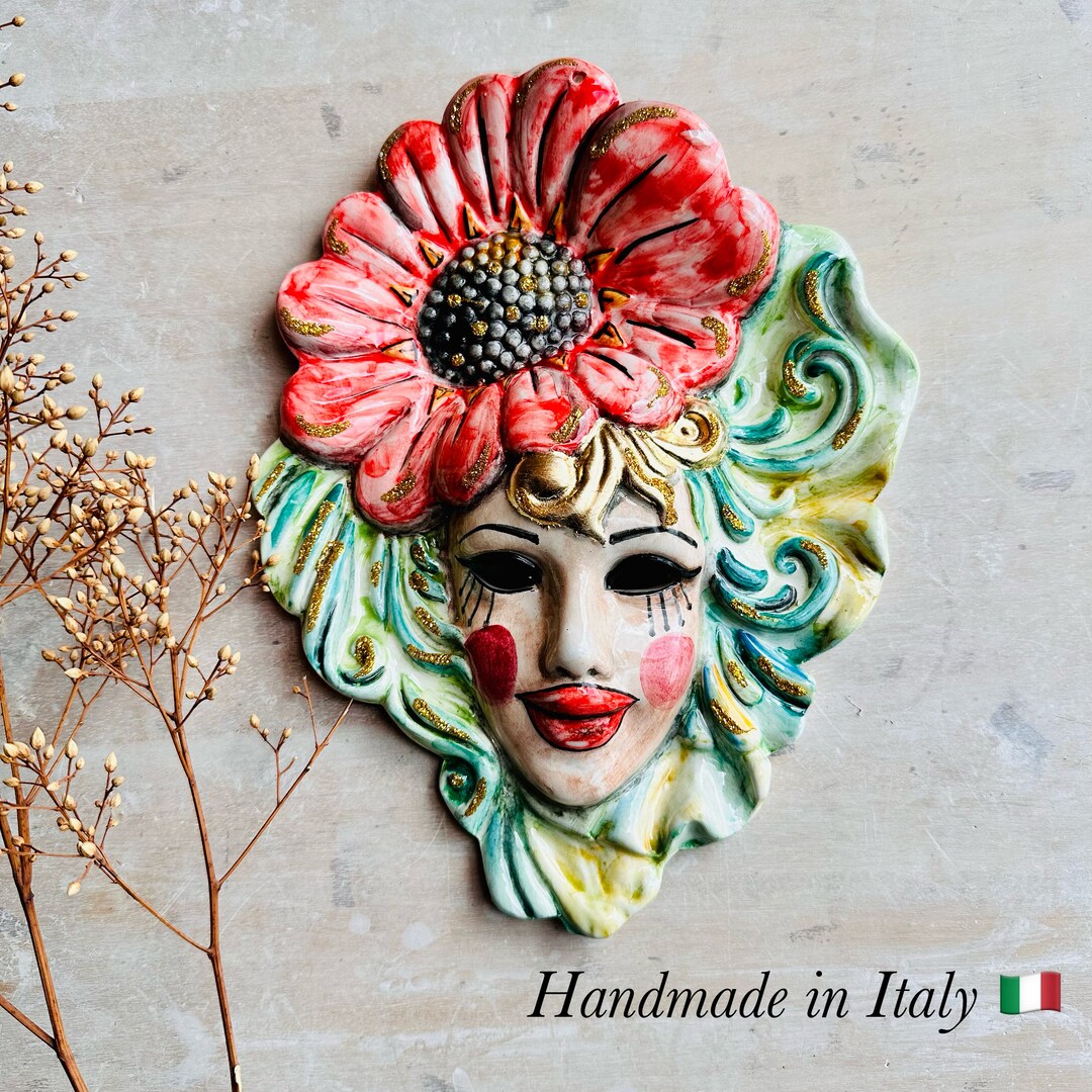 Venetian Mask With Poppy Flower Made in Italy, Decorative Mask of ...