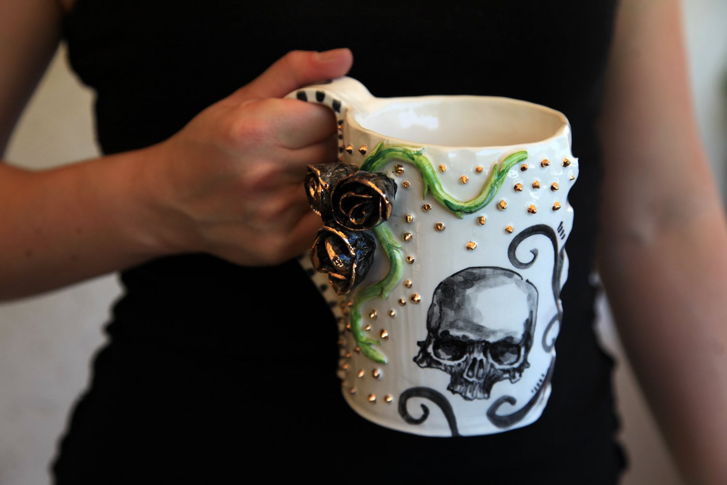 Ceramic skull mug skull coffee mug gothic mug cool coffee | Etsy