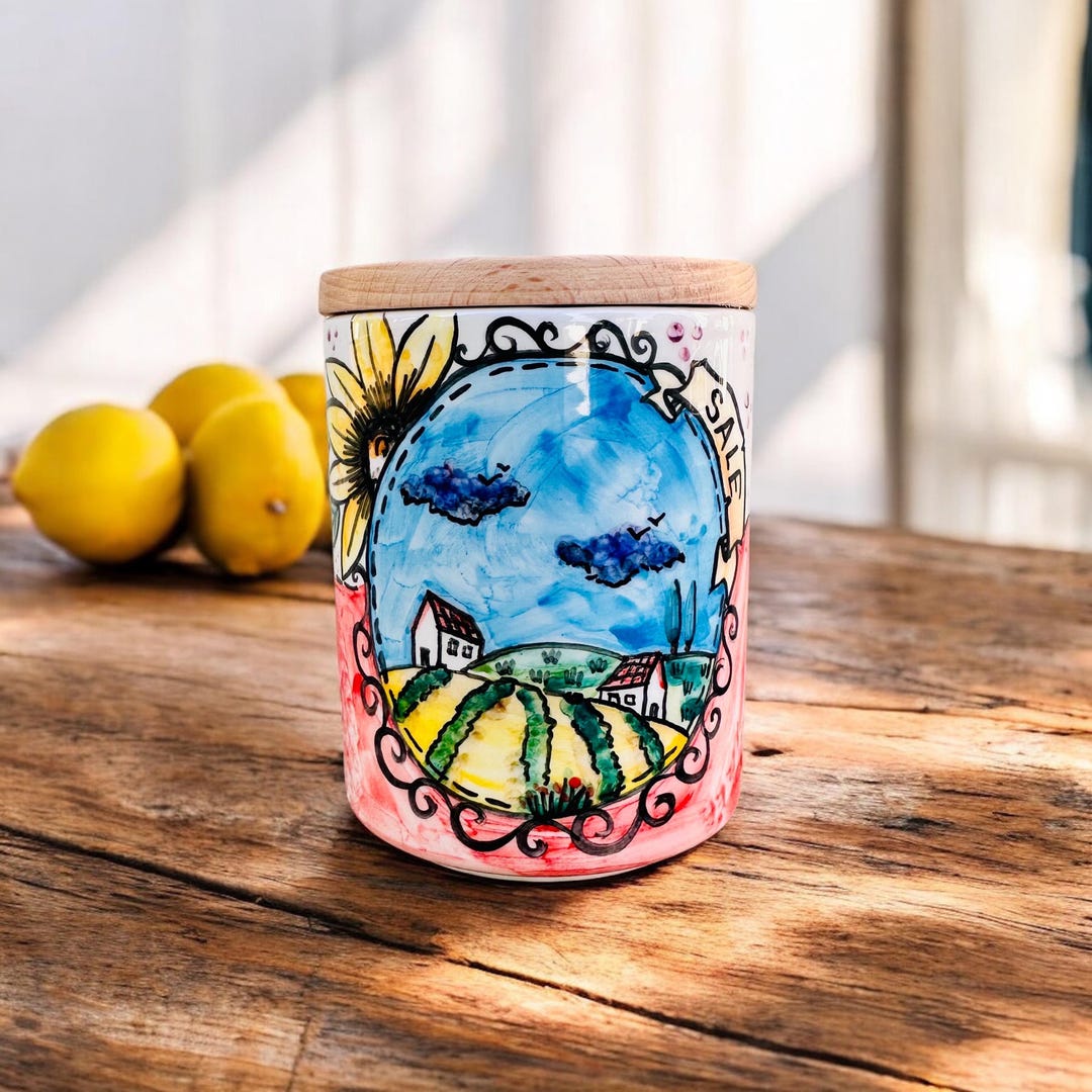 Kitchen Canister, Salt Container, Tuscany Italy, Made in Italy, Ceramic ...