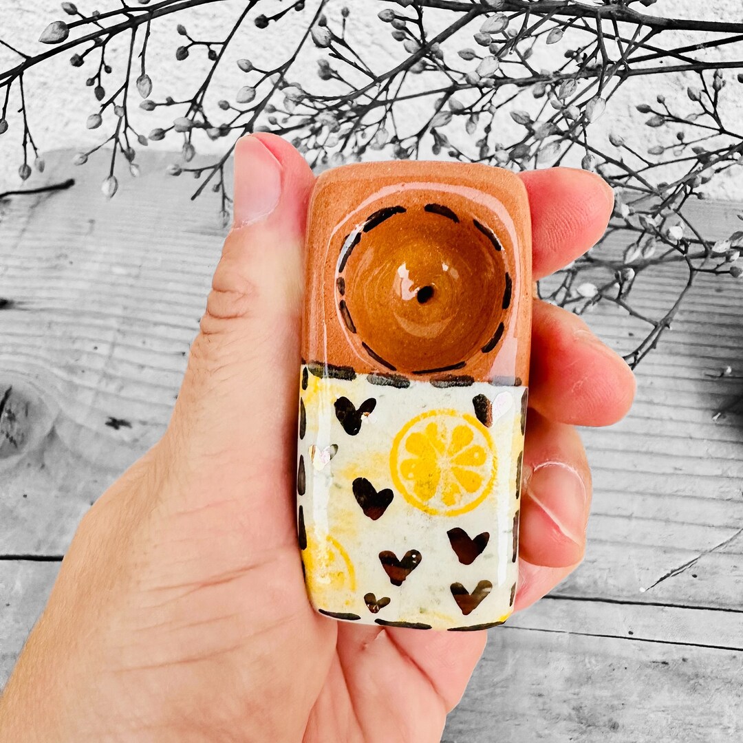 Smoking Pipe, Amalfi Lemon and Heart, Made in Italy, Smoking Bowl, Hand ...