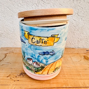 Coffee Jar With Tuscan Countryside, Coffee Canister Made in Italy, Hand ...