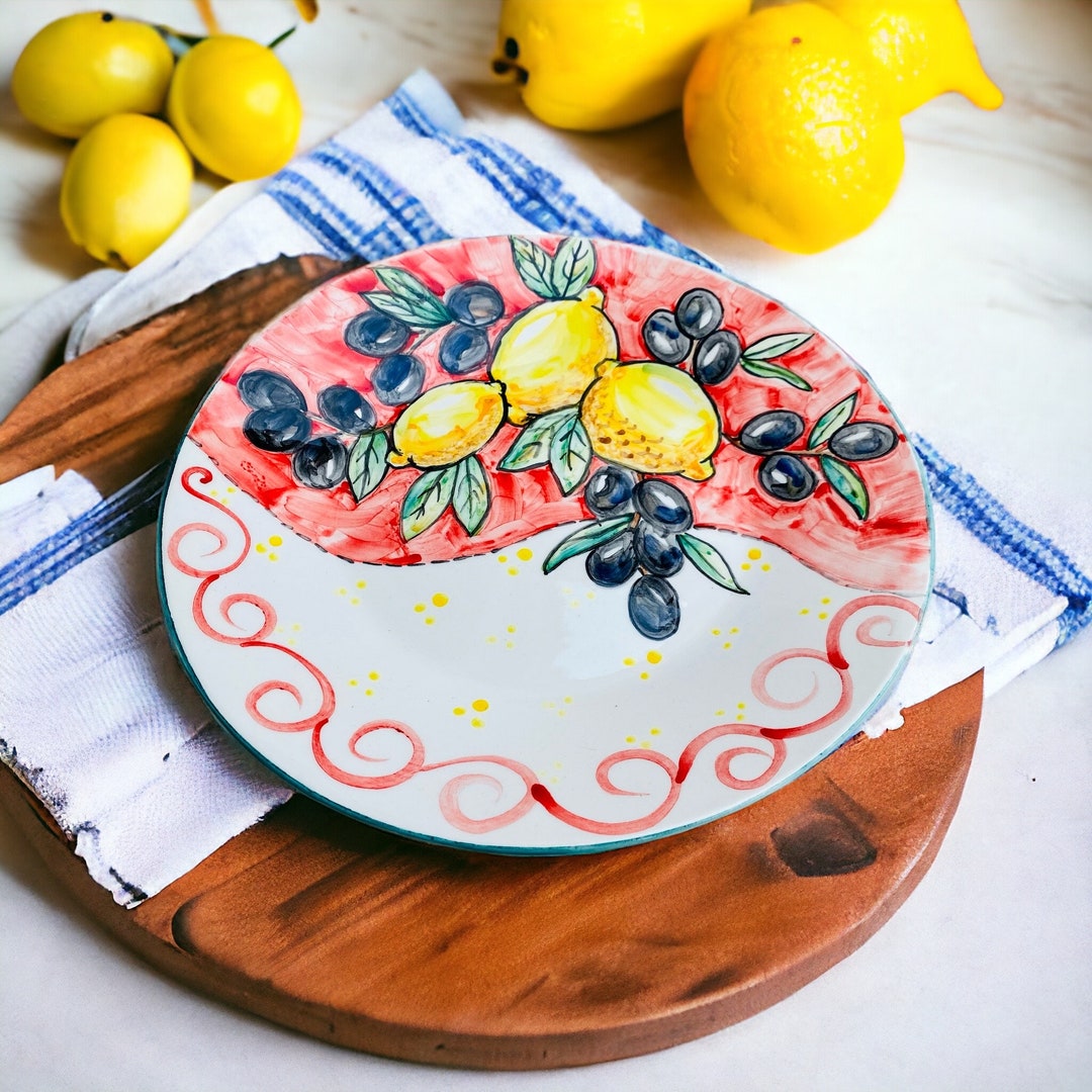 Tuscan Dinner Set, Lemon and Olive Dish, Italian Ceramic Dinnerware ...