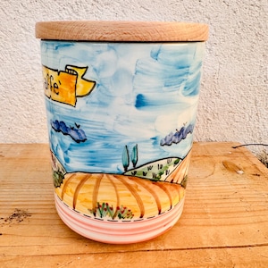 Coffee Jar With Tuscan Countryside, Coffee Canister Made in Italy, Hand ...