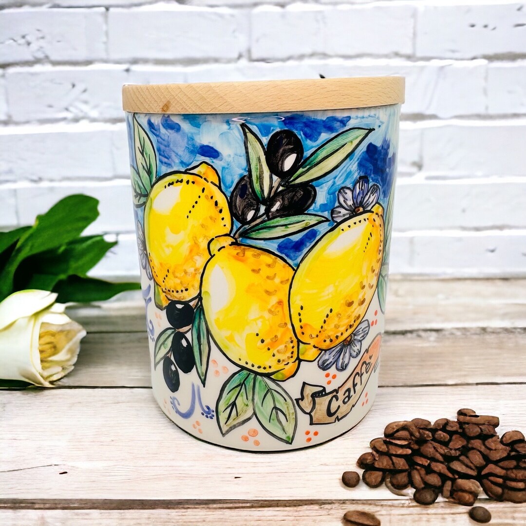 Coffee Canister, Coffee Jar, Amalfi Lemon, Made in Italy, Food Canister ...