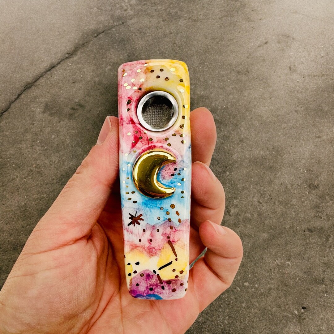 Moon Smoking Pipe, Made in Italy, Smoking Bowl, Galaxy Hand Pipe, Gift ...