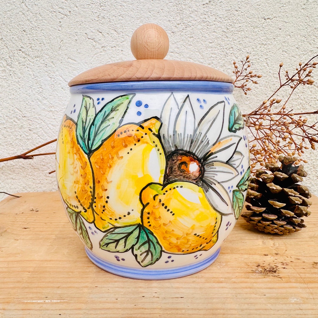 Kitchen Canister, Candy Jar, Amalfi Lemon, White Daisy, Coffee Canister ...